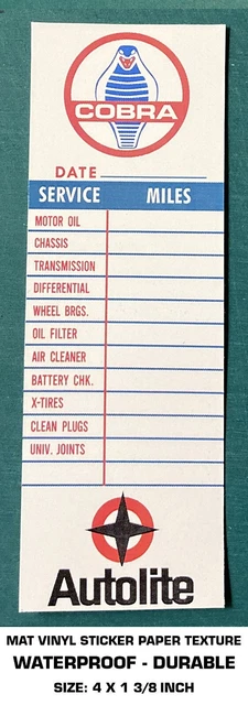 SHELBY COBRA OIL Change Reminder - Waterproof Decal Sticker - Car ...