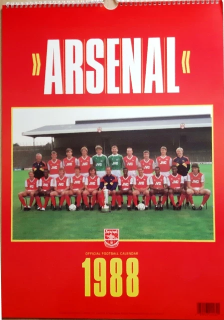 ARSENAL 1988 Calendar, rare, official Original 80s calendar, vintage ...