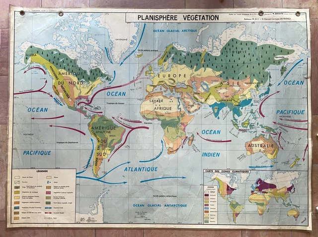 PLANISPHERE VEGETATION 1974 Very Large Wall Map £96.48 - PicClick UK