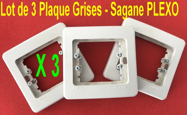 LEGRAND SAGANE PLEXO Gris Lot de 3 Plaques étanche pour Interrupteur ou ...