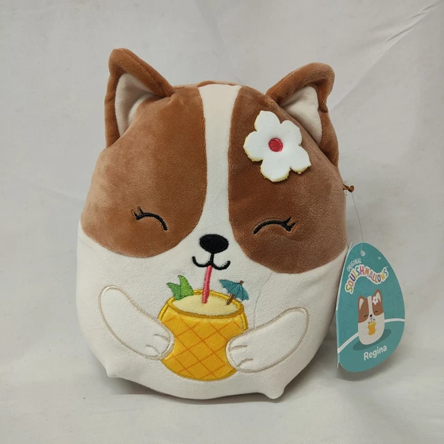 SQUISHMALLOWS REGINA THE Corgi Drinking Lemonade 7.5 Inch Squishmallow ...