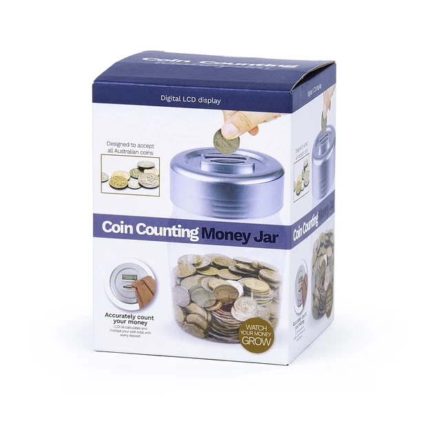 MONEY JAR DIGITAL Aussie Coin LCD Counting Bank Saving Box Jar Saving ...