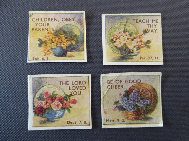 FOUR MINIATURE PSALM religious motto cards £8.23 - PicClick UK