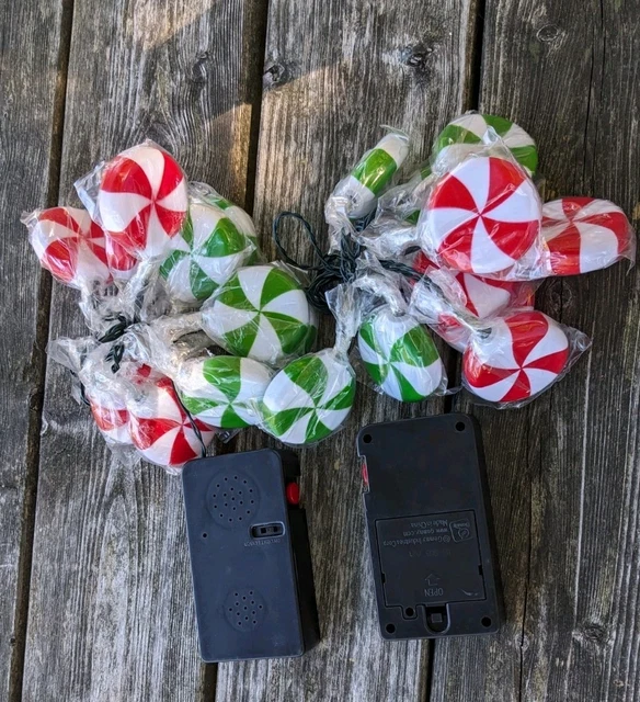 GEMMY INDUSTRIES PEPPERMINT Candy Musical Christmas Lights X 2 Sensor ...