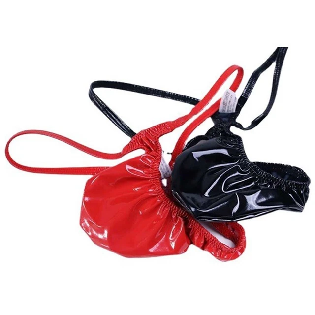 SOUS-V TEMENTS STRING EN faux cuir taille basse pour hommes poche ...