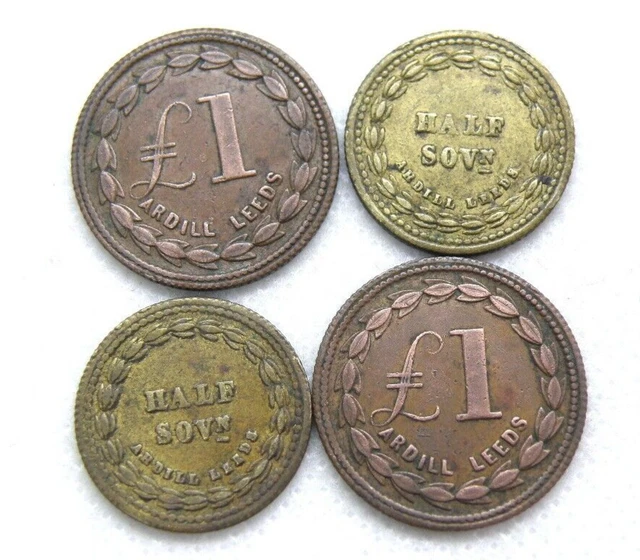 4X ARDILL LEEDS COOPERATIVE TOKEN COINS - Half Sovereign & £1 (WT01) £9 ...