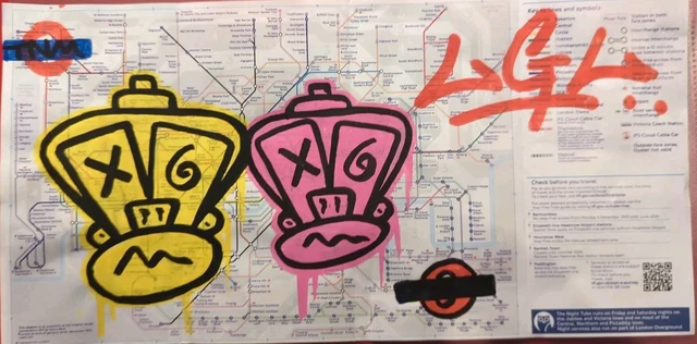 GRAFFITI ART LONDON UNDERGROUND TUBE MAP Original Hand Painted by ...