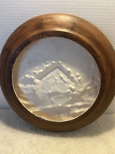 VINTAGE BYRON MOLDS 1972 3D Ceramic Wall Plate Winter Scene 13" $20.72 ...