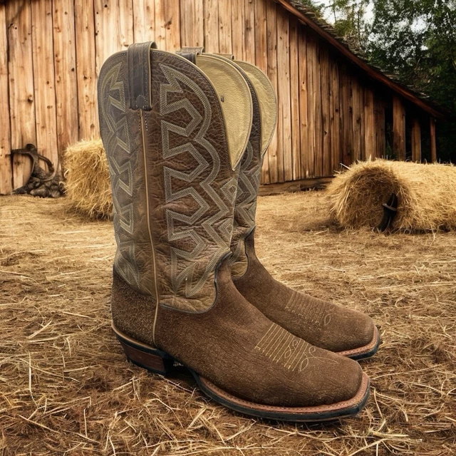 NOCONA HIPPO PRINT Let's Rodeo Brown Cowboy Boots Mens Size 11 Fast ...