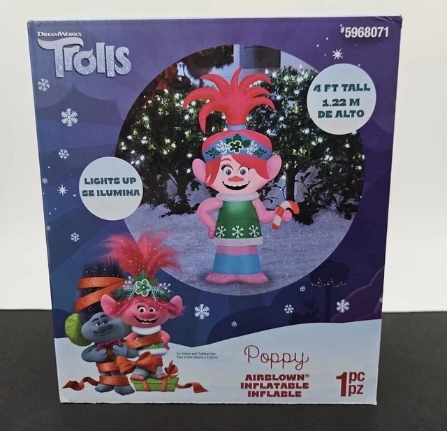 GEMMY 4FT POPPY w/ Candy Cane Christmas Inflatable Trolls Yard Decor ...