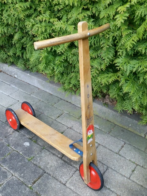 HOLZROLLER ABC STEPKE Kinderroller Roller Holz Tretroller Dreirad 50er ...