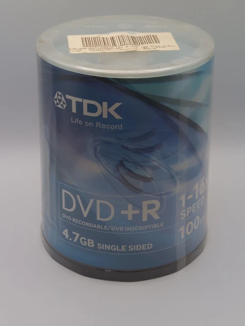 TDK LIFE ON Record DVD+R 4.7GB 16X 120 Min Pack of 100- Brand New And Sealed £29.99 - PicClick UK