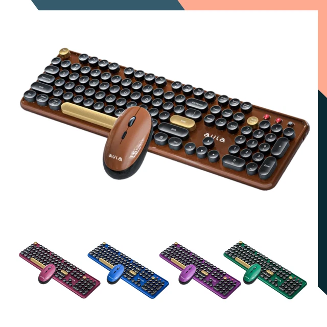 RETRO WIRELESS KEYBOARD and Mouse Combo Set £49.99 - PicClick UK