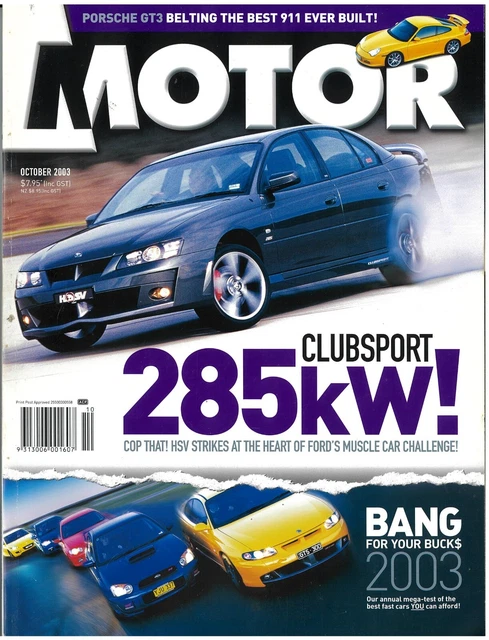 MOTOR MAGAZINE OCTOBER 2003 BEST VALUE CARS Holden Astra SRi Turbo Audi ...