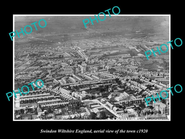 OLD LARGE HISTORIC PHOTO OF SWINDON ENGLAND AERIAL VIEW OF THE TOWN ...