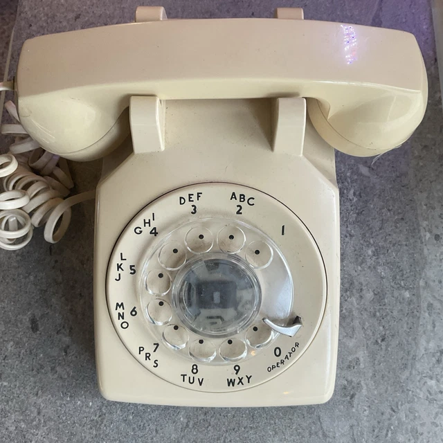 VINTAGE AT&T ROTARY Style Telephone Beige Dial Rotary Landline, Desktop ...