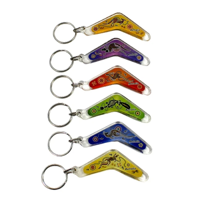 6 KEYRINGS BOOMERANG Australia Animal Fauna Aboriginal Art Australia ...