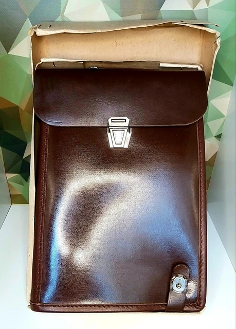 SOVIET ARMY Officer Shoulder Document Map Leather Bag Case USSR Vintage ...