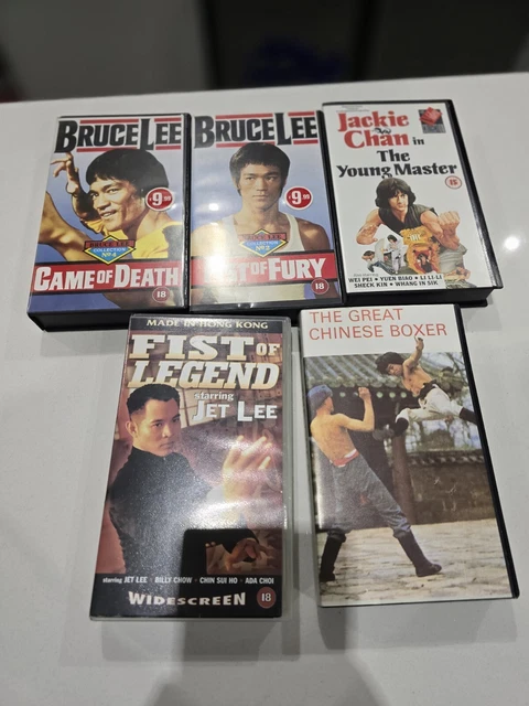 JOB LOT 5 x VHS Video Tapes Martial Arts Bruce Lee Jackie Chinese Boxer ...