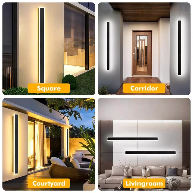 LED WALL LIGHT Long Strip Sconce Indoor Lamp Exterior Lights Modern £8. ...