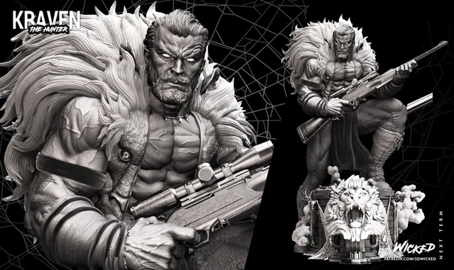 3D PRINTED KRAVEN The Hunter Statue Kit: 1/6 Scale- 33cm Tall £65.00 ...