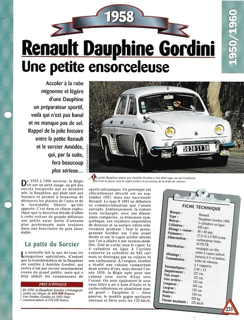 Fiche Technique Dauphine Gordini