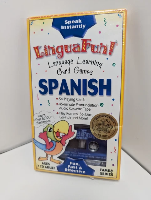 LINGUAFUN! LANGUAGE LEARNING Card Games Spanish Audio Cassette NEW ...