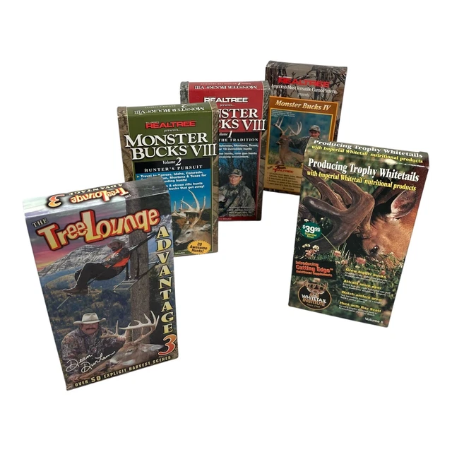 5 DEER HUNTING VHS Tapes Monster Bucks Trophy Whitetail Bow Gun Rifle ...