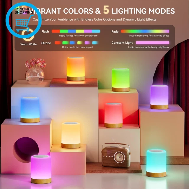 NIGHT LIGHT, RECHARGEABLE Table Lamp, Touch, Remote Control, 3000Mah £ ...