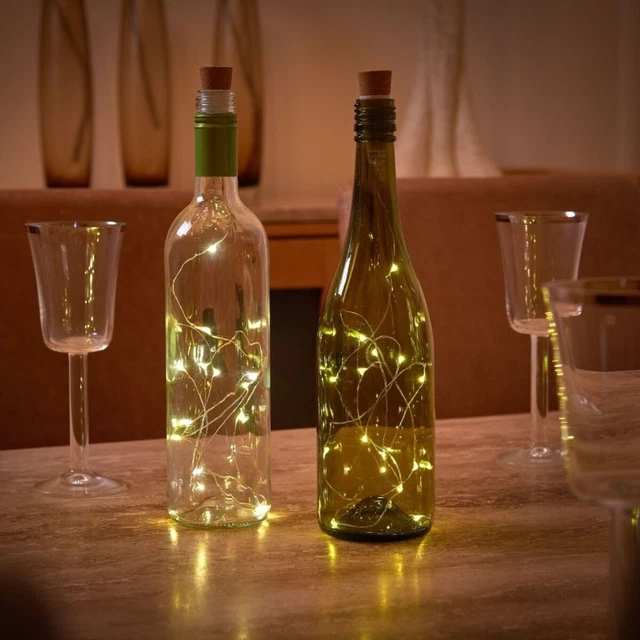 AURAGLOW RECHARGEABLE USB LED Bottle Cork Wire Fairy String Lights £7. ...