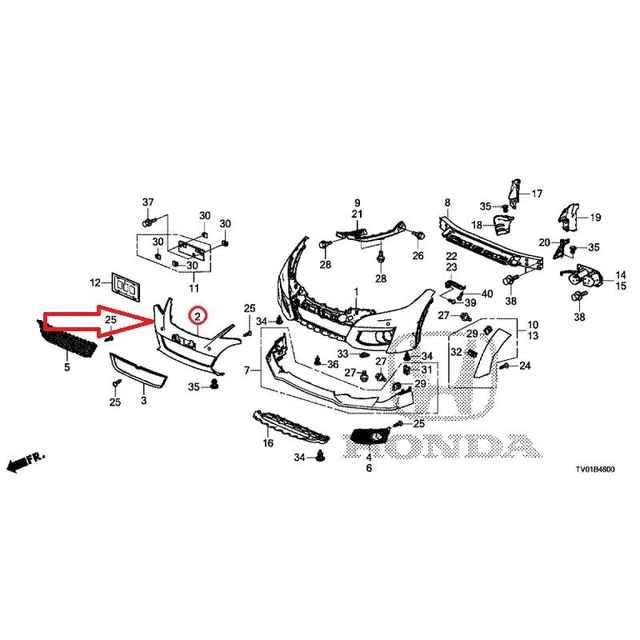 HONDA CIVIC TYPE R 2.0L FK2 GARNISH FRONT BUMPER FACE 71102-TV0-E50 genuine part £257.99 ...