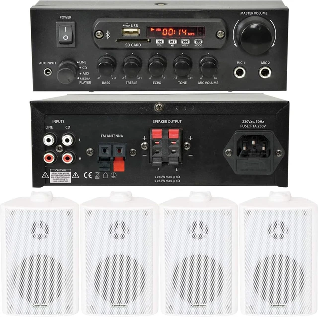 BAR RESTAURANT BLUETOOTH Wall Speaker System Background Music Wireless ...