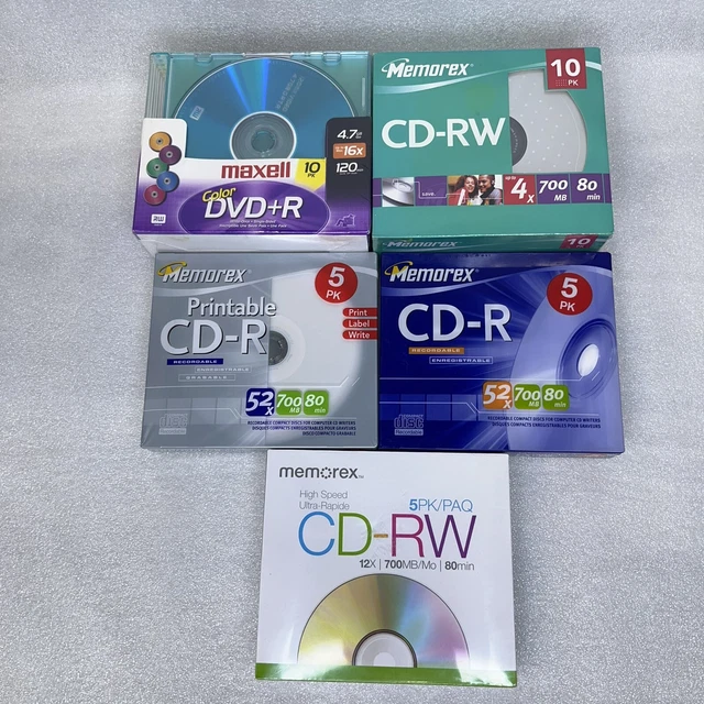 MIXED RECORDABLE MEDIA Lot CD-R, CD-RW, DVD+R, Slimline Printable NEW ...