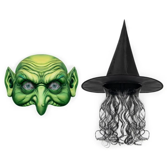 WITCH WIGS HAIR Hat Adult Halloween Party Wizard Mask RolePlay Carnival ...