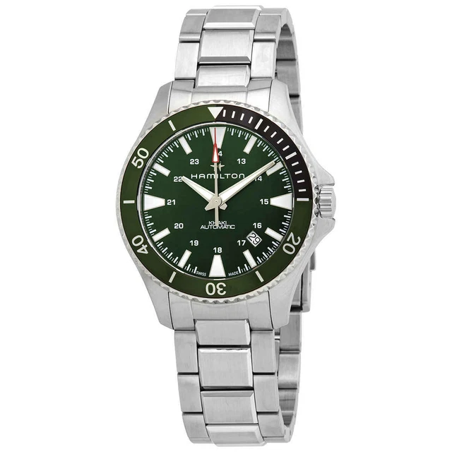 HAMILTON KHAKI NAVY Automatic Green Dial Sprite Bezel Men's Watch ...