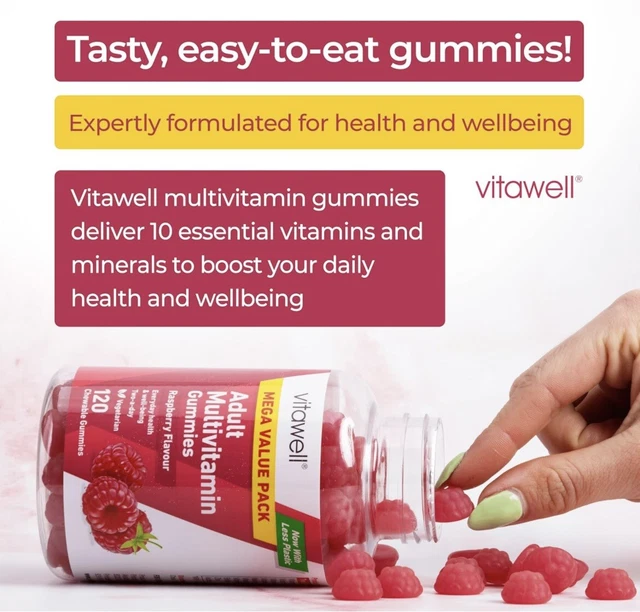 VITAWELL ADULT MULTIVITAMINS Mega Pack Raspberry Flavour 120 Gummies 💯 ...