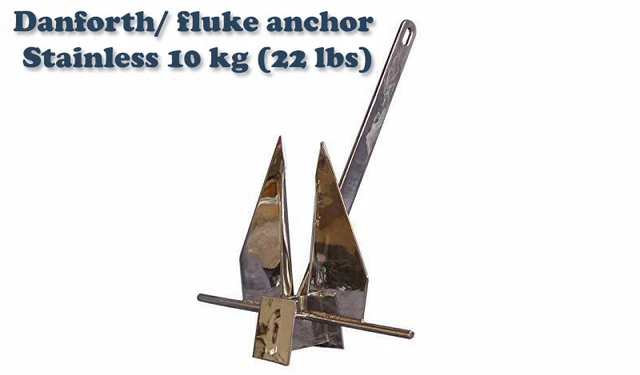 FLUKE DANFORTH STYLE Boat Anchor Stainless 10kg 22 lbs for Boats Length ...