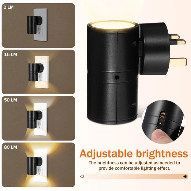 PLUG IN 3 Color LED Night Light Dusk To Dawn Sensor Modern Wall Lamp £ ...