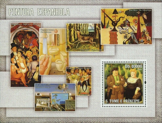 SPANISH PAINTINGS STAMP Salvador Dali Fernando Botero Diego Rivera S/S ...