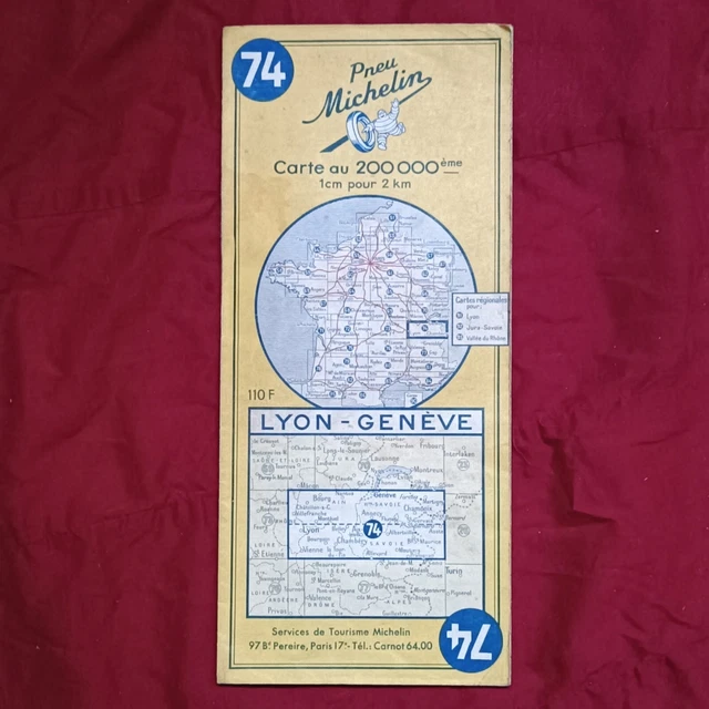 CARTE ROUTIÈRE MICHELIN N°74 Lyon - Genève Année 1958 EUR 3,50 - PicClick FR