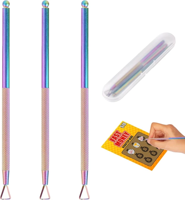 3PCS LOTTERY SCRATCHER Tools Stainless Steel Scratch Card Tool with Box ...