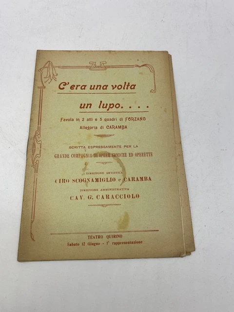 LIBRETTO OPERA C'ERA una volta un lupo Ciro Scognamiglio e Caramba EUR ...