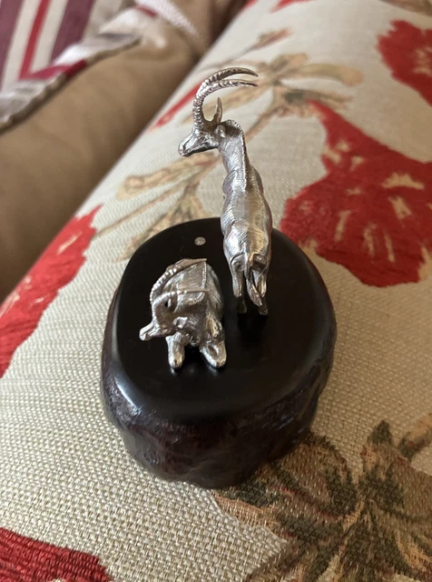 PATRICK MAVROS- PAIR of Sable/ Roan on dark wood base - SILVER - Medium ...
