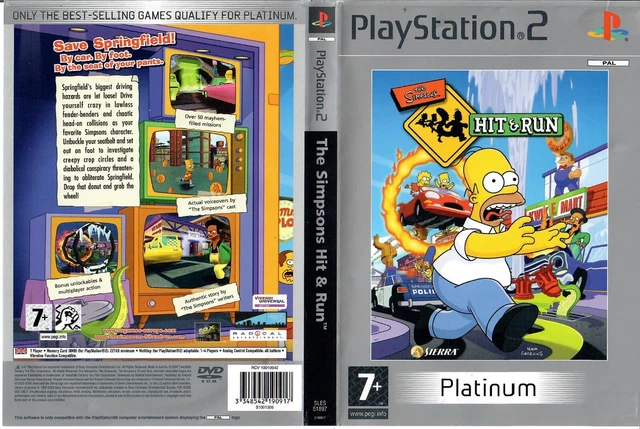 THE SIMPSONS HIT & Run Sony PlayStation 2 PS2 Cover Art (Platinum) ONLY ...