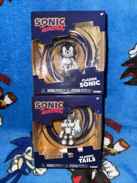 MINI CLASSIC TAILS & Sonic The Hedgehog Greyscale Figures TOMY Sega Set ...