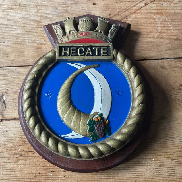 VINTAGE HAND PAINTED Royal Navy, Hms Hecate Plaque/Shield £32.00 ...