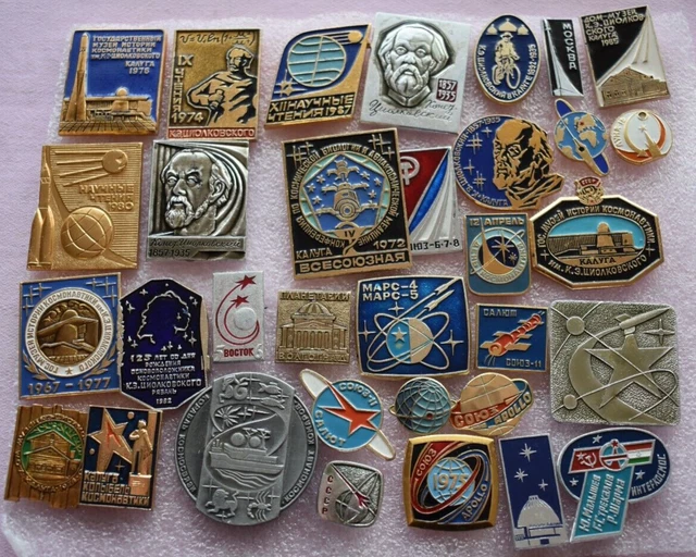 33 X USSR CCCP SOVIET Space Program Pin Badges 60's, 70's & 80's VERY ...