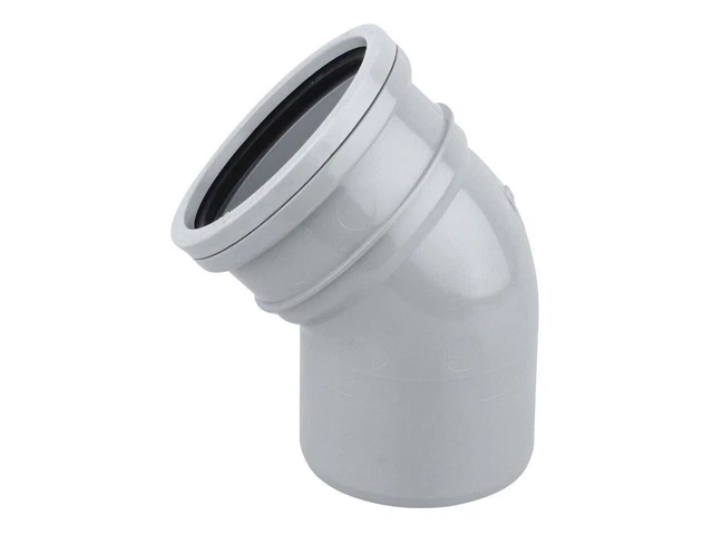 WAVIN OSMA SOIL System Ring Seal Solvent Weld Bend 45 Degree Grey 160mm ...