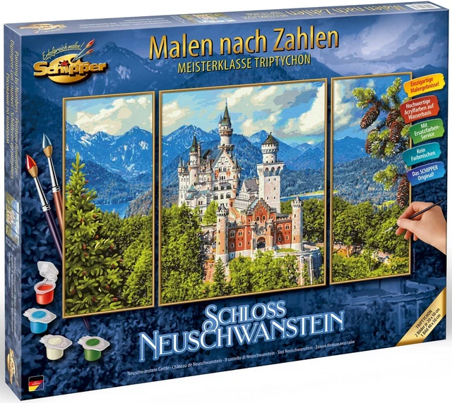 SCHIPPER MALEN NACH Zahlen Meisterklasse Triptychon SCHLOSS NEUSCHWANSTEIN 50x80 EUR 36,75 ...