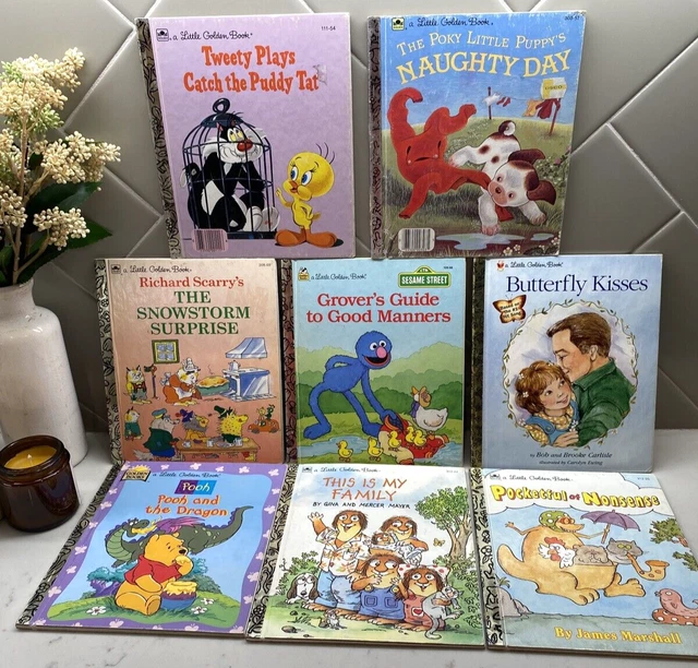 VTG 8 LITTLE Golden Books Tweety Pooh Dragon R Scarry Grover Puppy ...